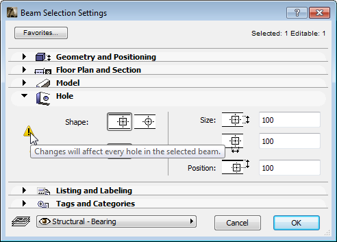Create a Hole in a Beam