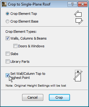 Crop Elements to Single-plane Roof