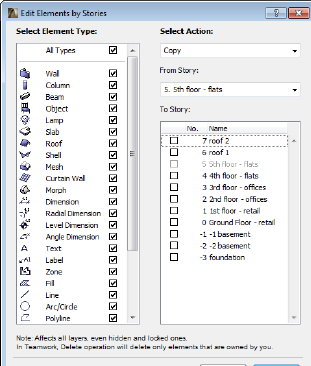Edit Elements by Stories Dialog Box
