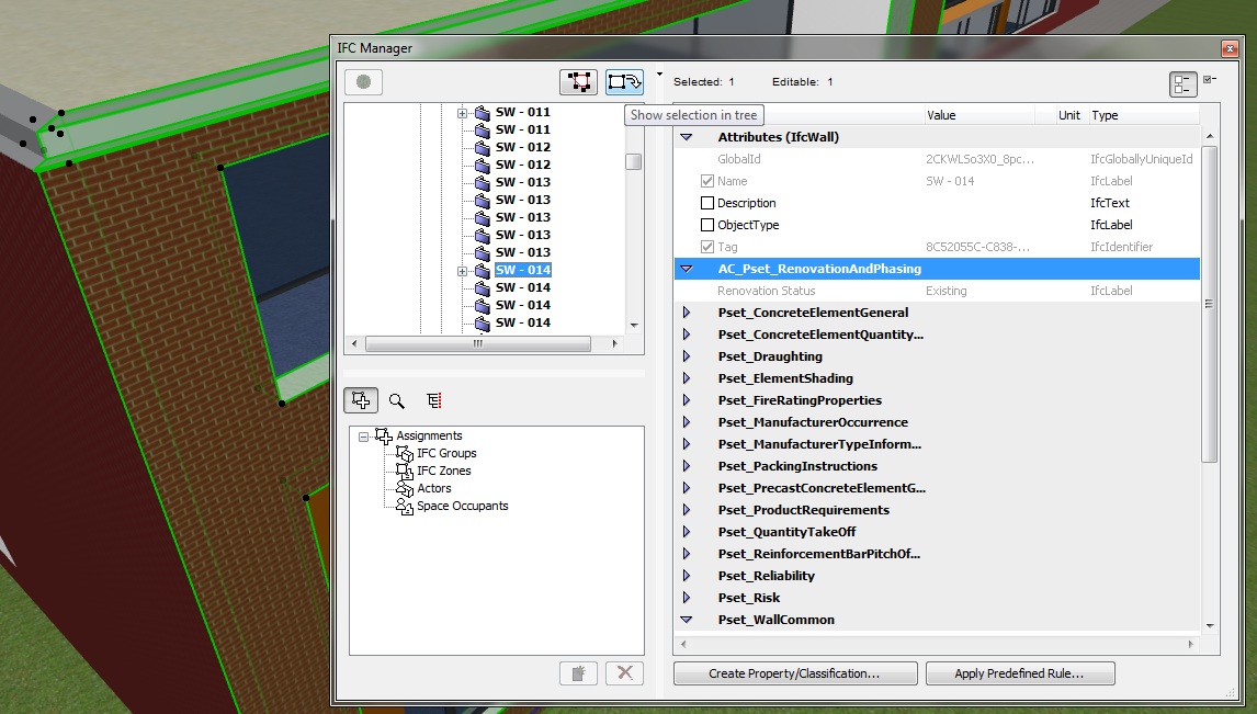 Connection between ARCHICAD Model and IFC Data