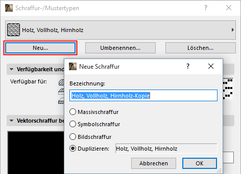Erstellen einer neuen Massivschraffur