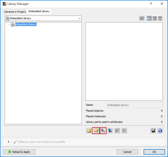 Add Objects to Embedded Library