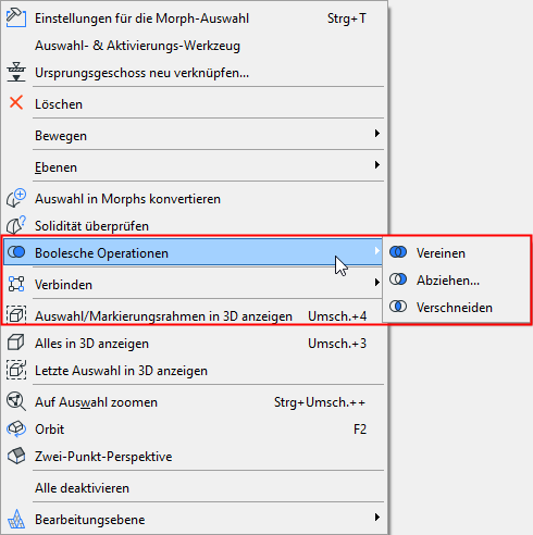 Boolesche Operationen mit Morphs