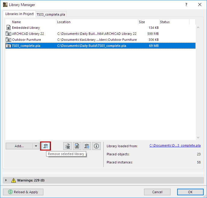 Remove Library from Project