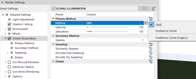 Primary and Secondary Method (CineRender Global Illumination)