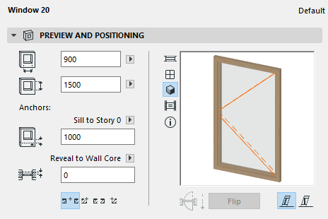 Door/Window Preview and Positioning Panel