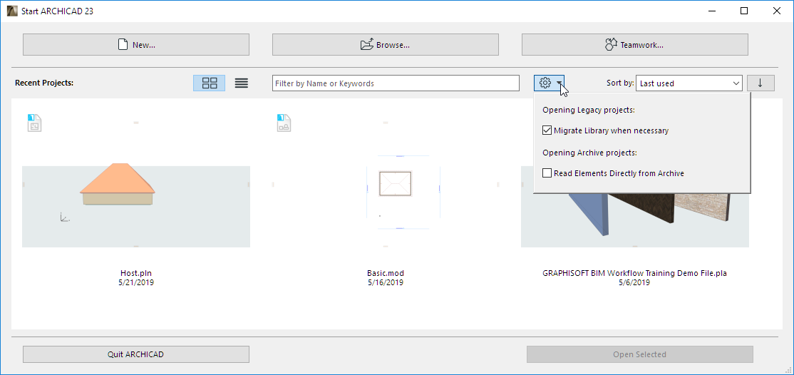 New Startup Dialog – Open Multiple Projects at Once