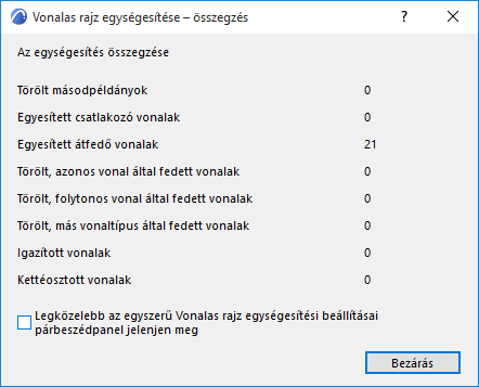 Vonalas rajz egységesítés beállításai