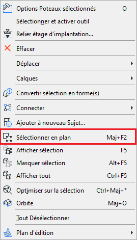 Commandes de sélection spéciales