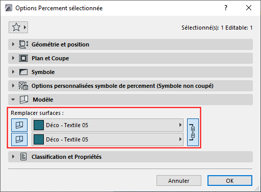 Affichage du percement en 3D