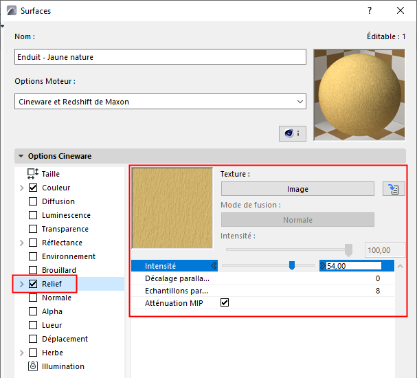 Canaux de surface de Cineware