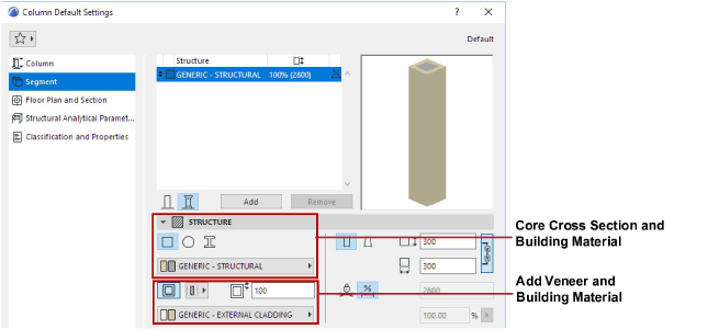 Define Column/Segment Structure