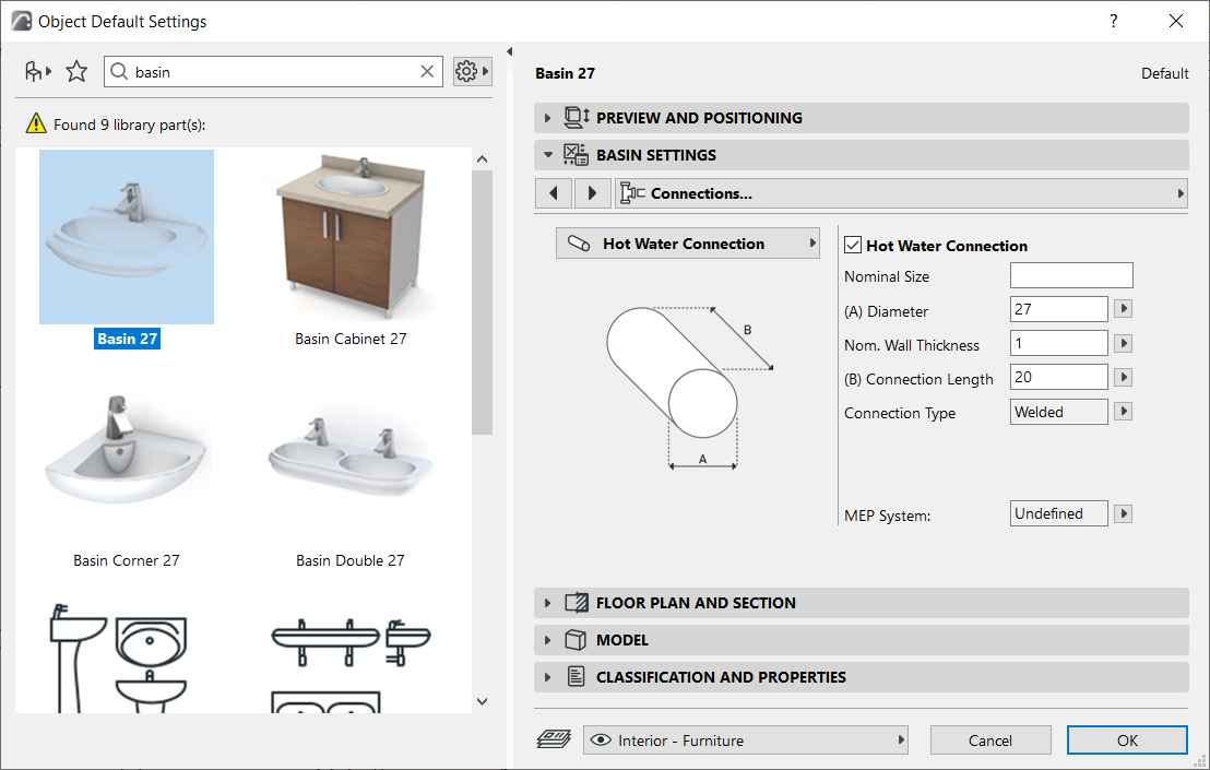 MEP-compatible Library Parts