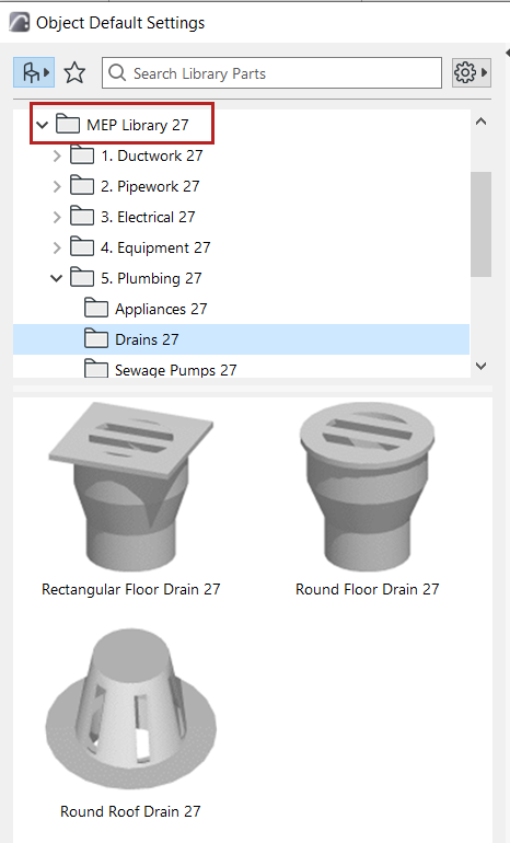 MEP-compatible Library Parts