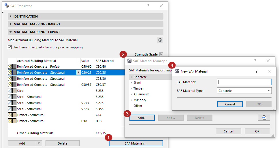 Add More SAF Materials to Mapping List (Export to SAF)