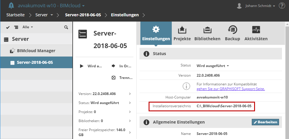 Komponenten aktualisieren auf BIMcloud 2018