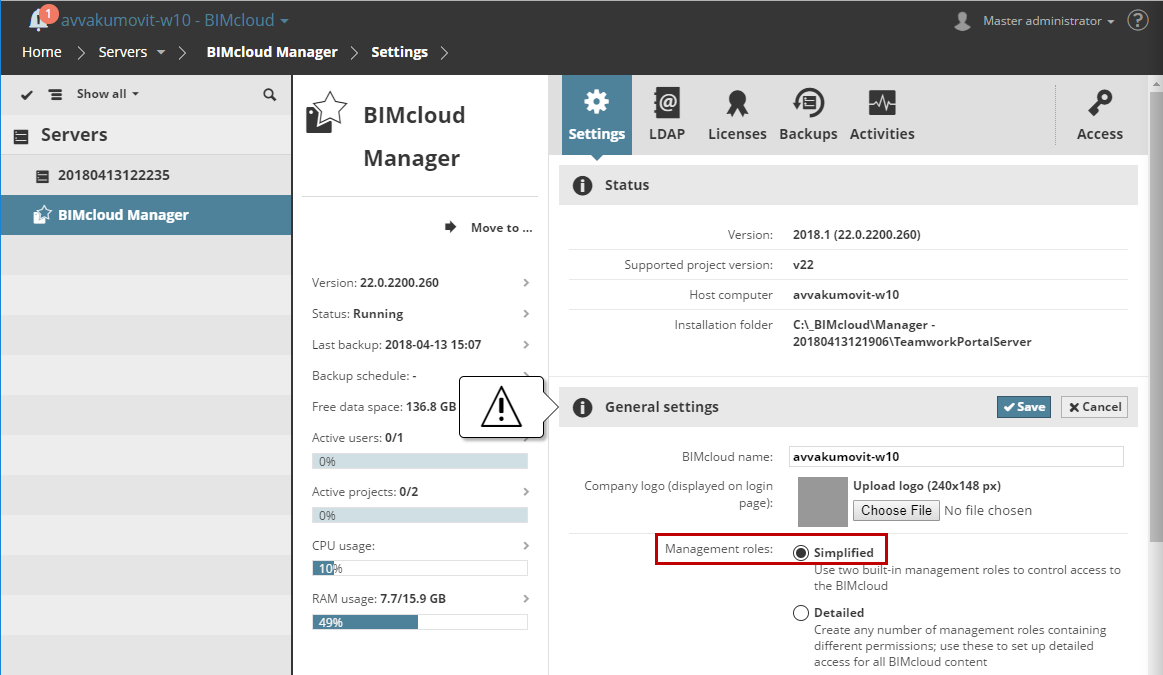 Downgrade from BIMcloud to BIMcloud Basic