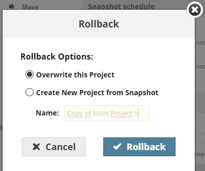 Project/Library Snapshot and Restore