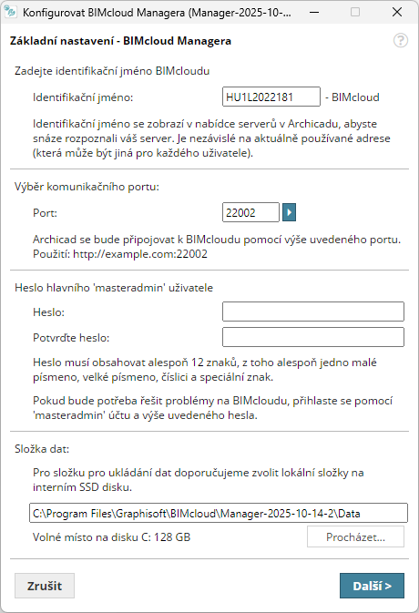 Konfigurace BIMcloud Managera