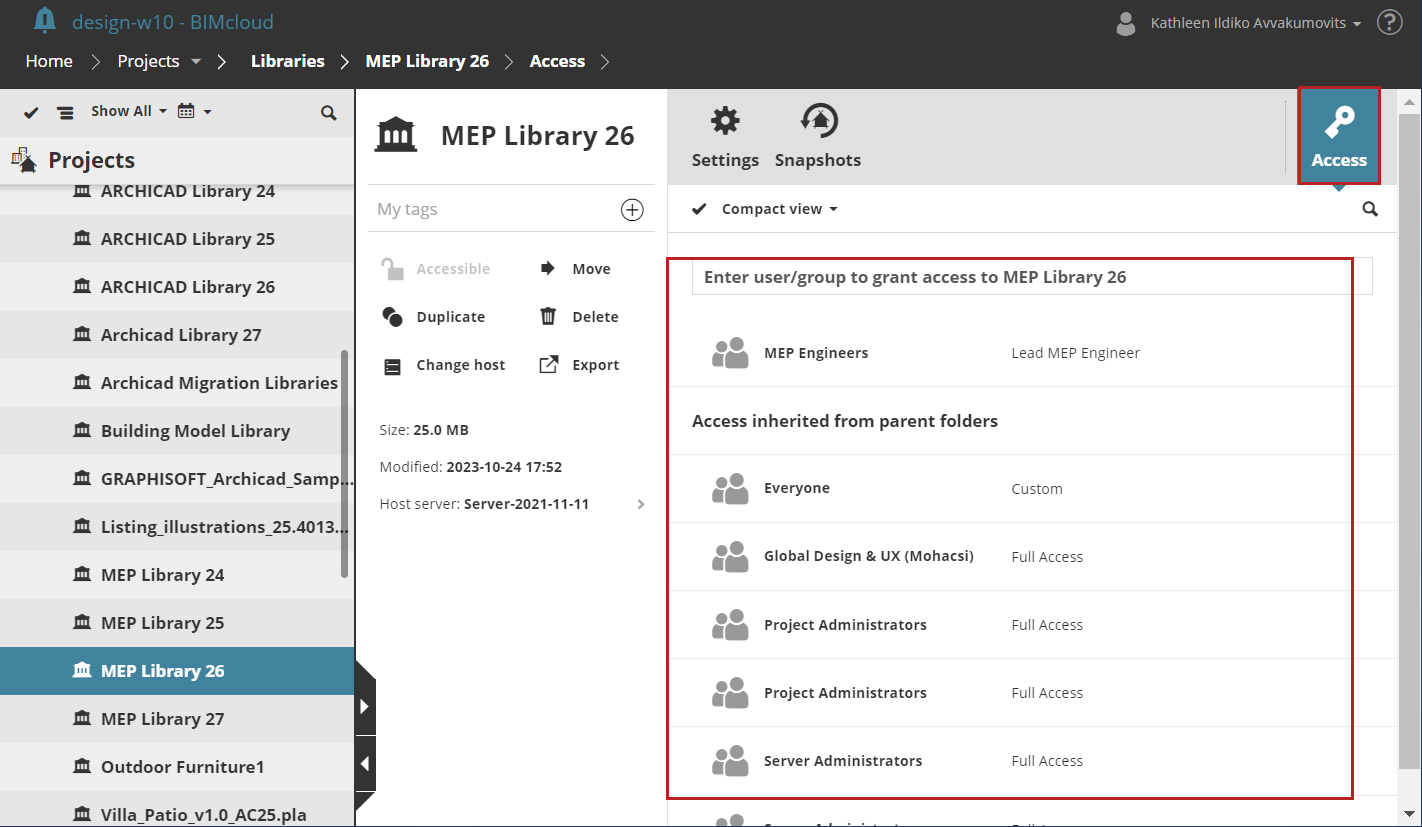 BIMcloud Access panels