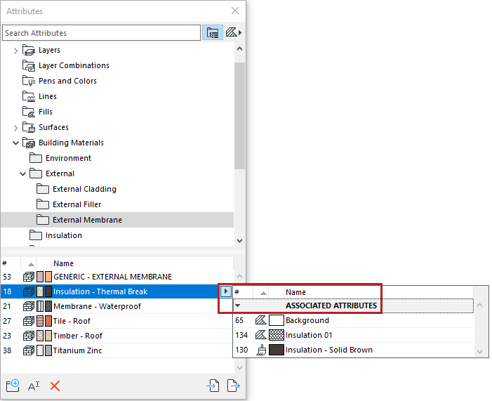 Edit attribute settings (Attributes palette)