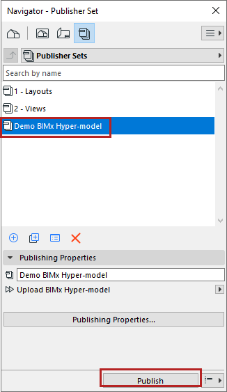 Publish BIMx Hyper-Model: Publisher method (detailed method)