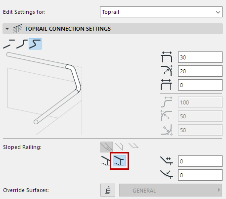 Connection Settings (Toprail, Handrail, Rail)