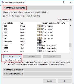 Přidání dalších SAF materiálů (import SAF do ARCHICADu)