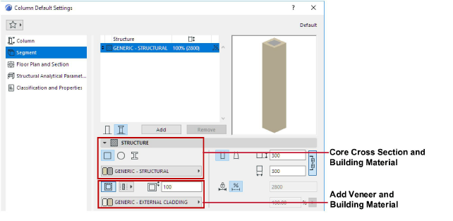 Define Column/Segment Structure