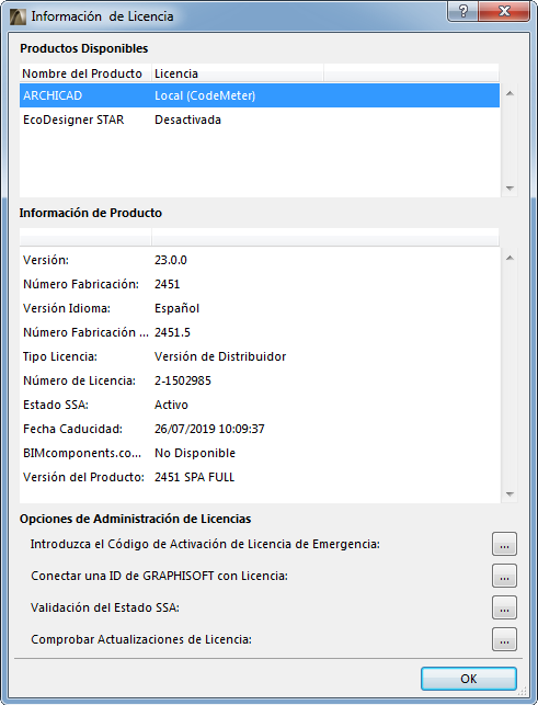 Información de Licencia