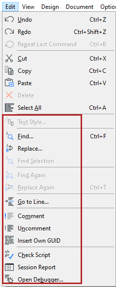 Editing Commands in Text-Type Windows