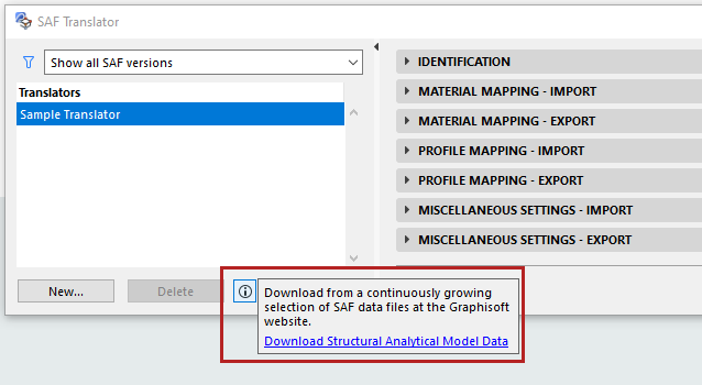 Download SAF Data Files optimized for structural applications