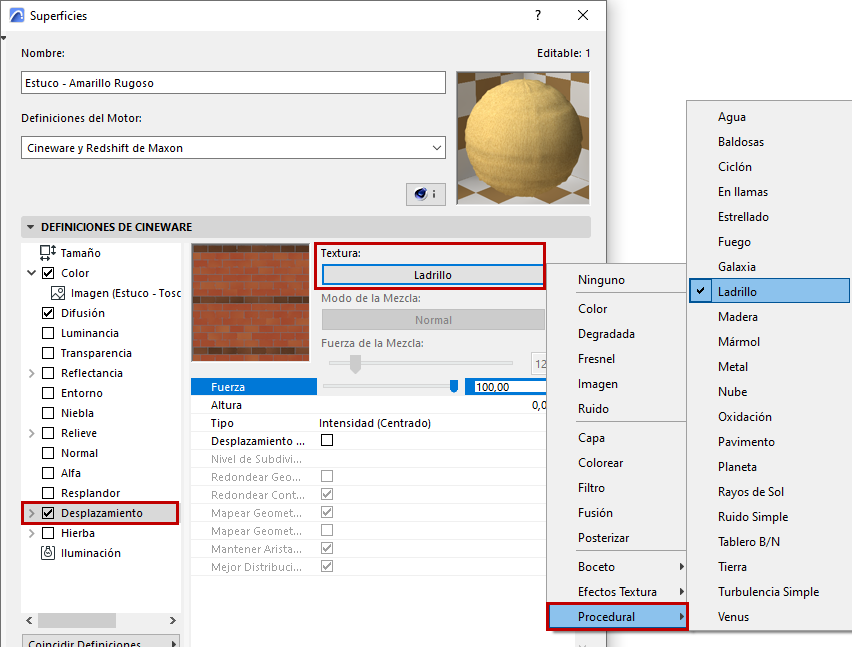 Texturas (Shaders) Procedurales (Superficies de Cineware)